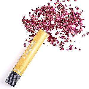 Confetti Cannon Party Poppers - Biodegradable Dried Petals Poppers for Wedding Birthday Party Prank Graduation New Year Celebration Christmas Eve (Gold)