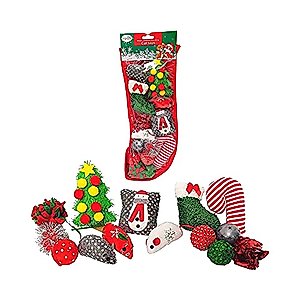 Midlee Cat Christmas Stocking with Toys - 14 Toys