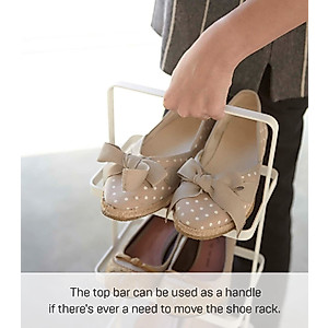 Yamazaki Home Compact Modern Metal Shoe Rack Stee Tall White