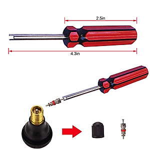 Febrytold Tire Valve Stem Tool Remover & Installation, 6 Pcs TR412 Snap-in Valve Stems with Valve Stem Cores, 1 Pcs Single Head Tire Valve Core Remover Installer Tool (14 Pcs)