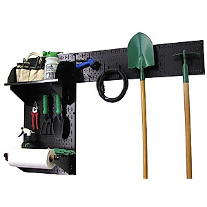 Wall Control Pegboard Garden Supplies Storage and Organization Garden Tool Organizer Kit with Black Pegboard and Black Accessories
