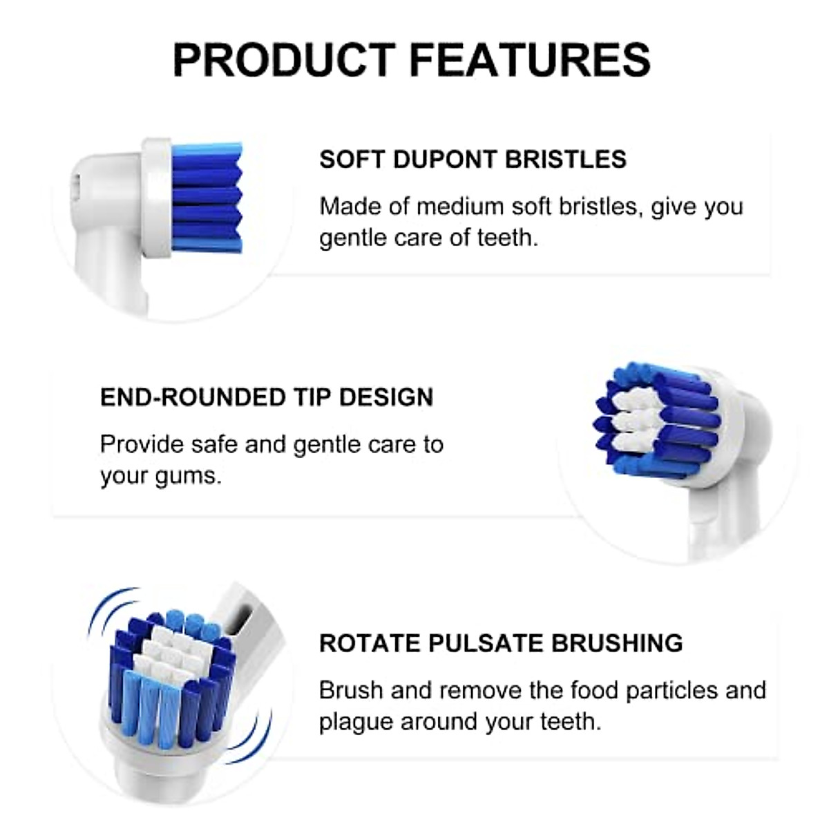 Toothbrush Heads Compatible with Oral B, 8 Pack Professional Electric Toothbrush Replacement Heads Medium Soft Dupont Bristles Precision Clean Brush Heads Refills