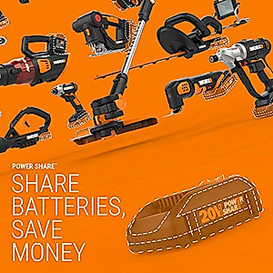 Worx WG163 GT 3.0 20V PowerShare 12" Cordless String Trimmer & Edger (Battery & Charger Included) and WG545.9 20V Work Air Lithium Multi-Purpose Blower/Sweeper/Cleaner Tool ONLY