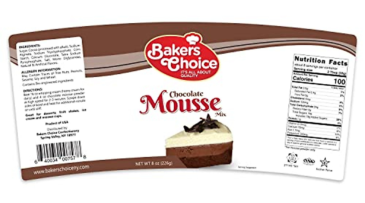 Baker's Choice Chocolate Mousse Mix - 8 oz Instant Dessert