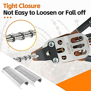 KIMSING - AC50 11 Gauge 304SS Hog Ring Staples, 320 Pcs/Box, 1 1/2" (38.7mm) Crown, C Type Staples for Gabion, Wire Cages, Fencing