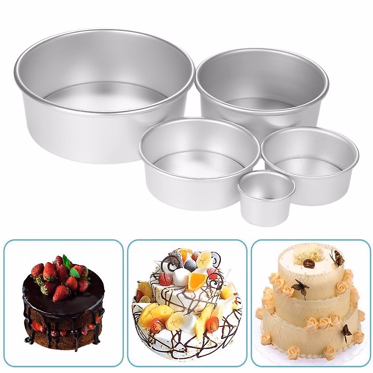4/6/7/8/9/10/12 inch Round Cake Pans Aluminum Alloy Deep Cake Baking Pan Oven Baking Pans Cake Tin for Baking Layer Wedding Birthday Cake(4inch)