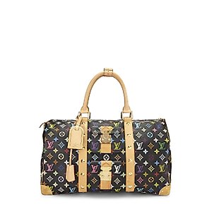 Louis Vuitton, Pre-Loved Takashi Murakami x Louis Vuitton Black Monogram Multicolore Keepall 45, Black