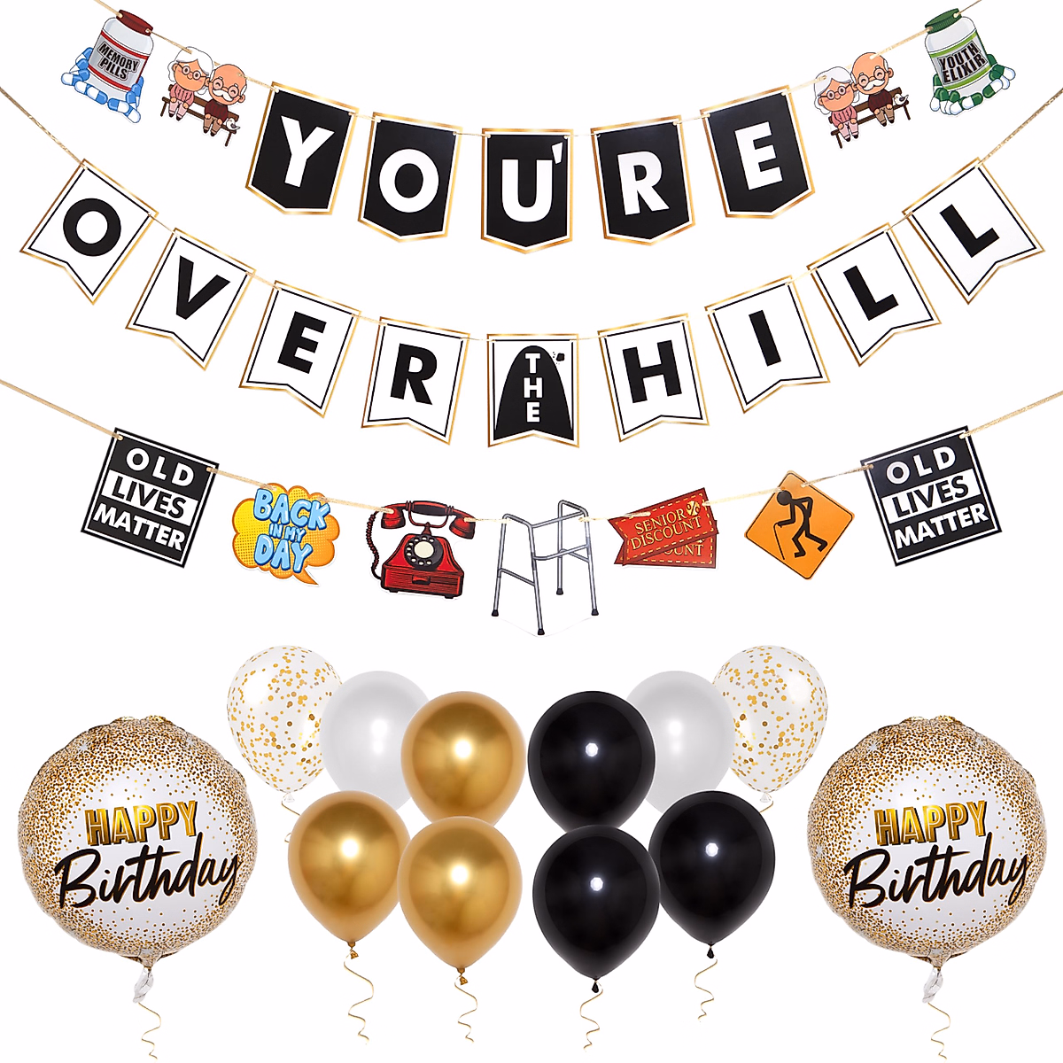 Pirese Over The Hill Birthday Decorations, Over The Hill Decorations Funny 50th Birthday Decorations | Funny 40th Birthday Decorations