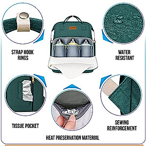 SAYONEYES Baby Diaper Bag Backpack with Portable Changing Pad - Multifunction Diaper Backpack with USB Charging Port - Stroller Straps, Large Capacity and Waterproof Unisex Baby Bag (Green)