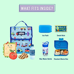 Wildkin Kids Lunch Bag with Cotton Nap Mat Cover (Trains, Planes & Trucks)