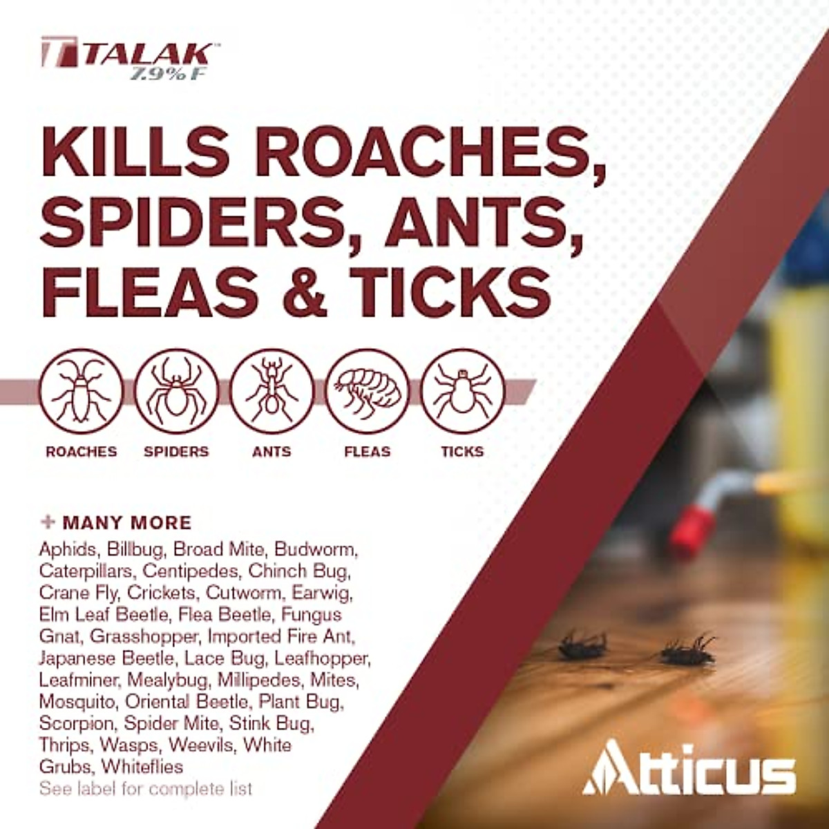 Talak 7.9 F Bifenthrin Insecticide Concentrate (1 Gallon) by Atticus (Compare to Talstar) –– Indoor and Outdoor Insect Control