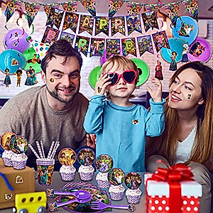 286 PCS Birthday Party Supplies for 20 Guests, Birthday Decorations included Happy Birthday Banner, Pennants, Balloons, Hanging Swirls, Invitation Cards, Tableware, Cake Toppers