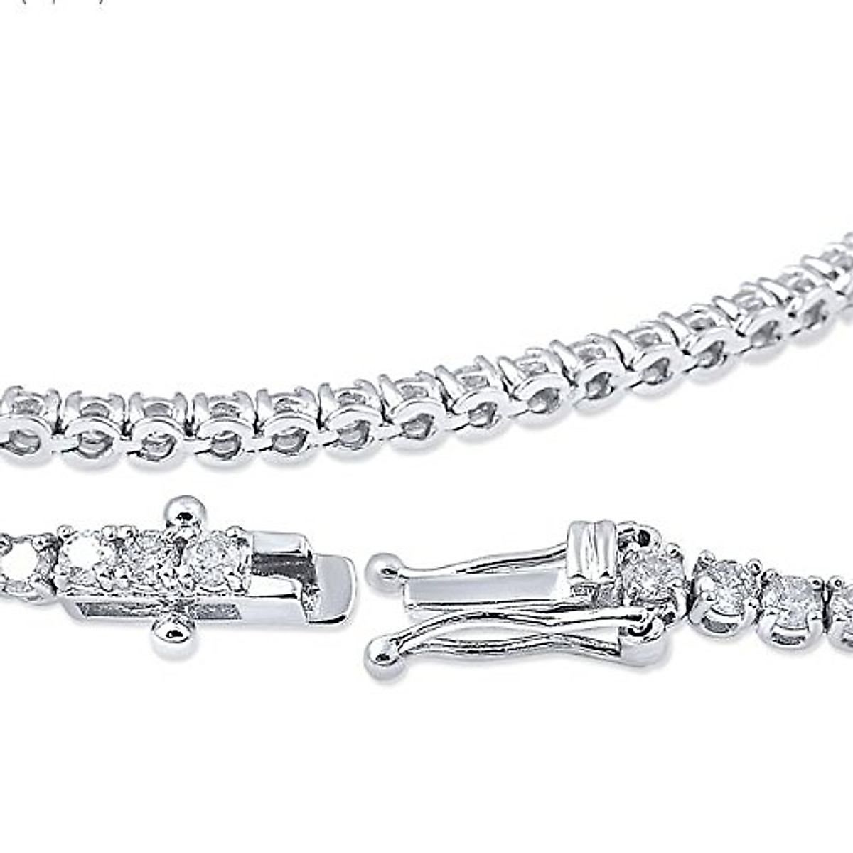 Pompeii3 3 Ct Diamond Tennis Bracelet 14k White Gold 7" Lab Grown Double Locking Clasp Women's Prong Set