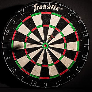 Franklin Sports Official Dartboard - Professional Regulation Size 18 inch Bristle Self Healing Dartboard - Metal Number Ring - Steel Tip Darts Dartboard,Black