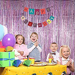 3 Pack Fringe Curtains Party Decorations,Tinsel Backdrop Curtains for Parties,Photo Booth Wedding Graduations Birthday Christmas Event Party Supplies (Pink)