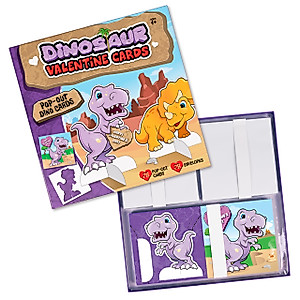 28-Pack Pop Out Dinosaur Valentines Day Cards with Envelopes & Sticker I Valentines Day Cards for Kids School I Valentines Day Gifts for Kids Party Favor I Exchange Valentines Cards for Kids Classroom