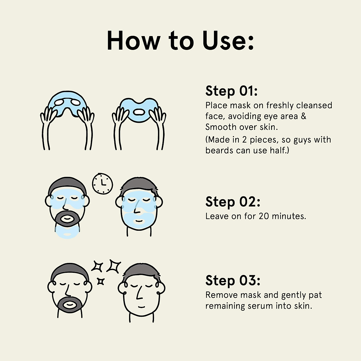 JAXON LANE BRO MASK: Korean Face Mask for Men | 2 Pc. Hydrating Anti Aging Sheet Masks Contains Vitamin C, Vitamin E, Hyaluronic Acid, Hydrolyzed Collagen for Face Care & Acne Treatment (4 Pack)