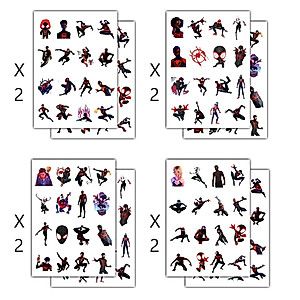 8 Sheets Miles Temporary Tattoos for Kids, Morales Birthday Party Decorations Party Favors for Kids Party Supplies