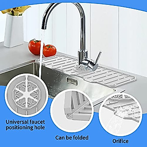 Gaswug Kitchen Sink Silicone Faucet Handle Drip Catcher Tray Mat, Silicone Sink Splash Guard Mat for Kitchen, Kitchenguard Silicone Faucet Handle Drip Catcher Tray - 2Pcs