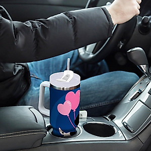 Nexawaveo Stainless Steel Tumbler with Handle and Straw Charming Puppy Bluesky Fits in Standard Cup Holder Iced Coffee Cups for Smoothie Cocktail Beer Soda Fruit Juice