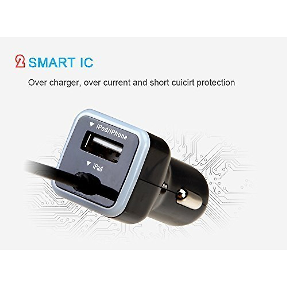 GEMBONICS Apple Certified iPhone Lightning Car Charger for iPhone 12, 11, X, XR, XS, 8, 8 Plus, 7, 7 Plus, 6S, 6S Plus, 6 Plus, SE, 5S, iPad Pro, iPad Air 2, Mini 4 with Extra USB Port (Black)