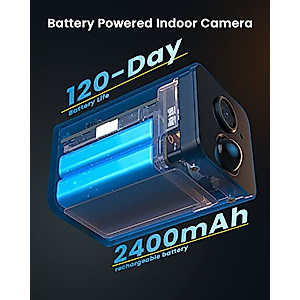 ieGeek Security Camera Indoor Wireless 1080P Wire-Free Portable Indoor Camera for Home Security with Human Detection,Two-Way Audio, Siren and APP Alert,30ft Clear Night Vision, Cloud/SD