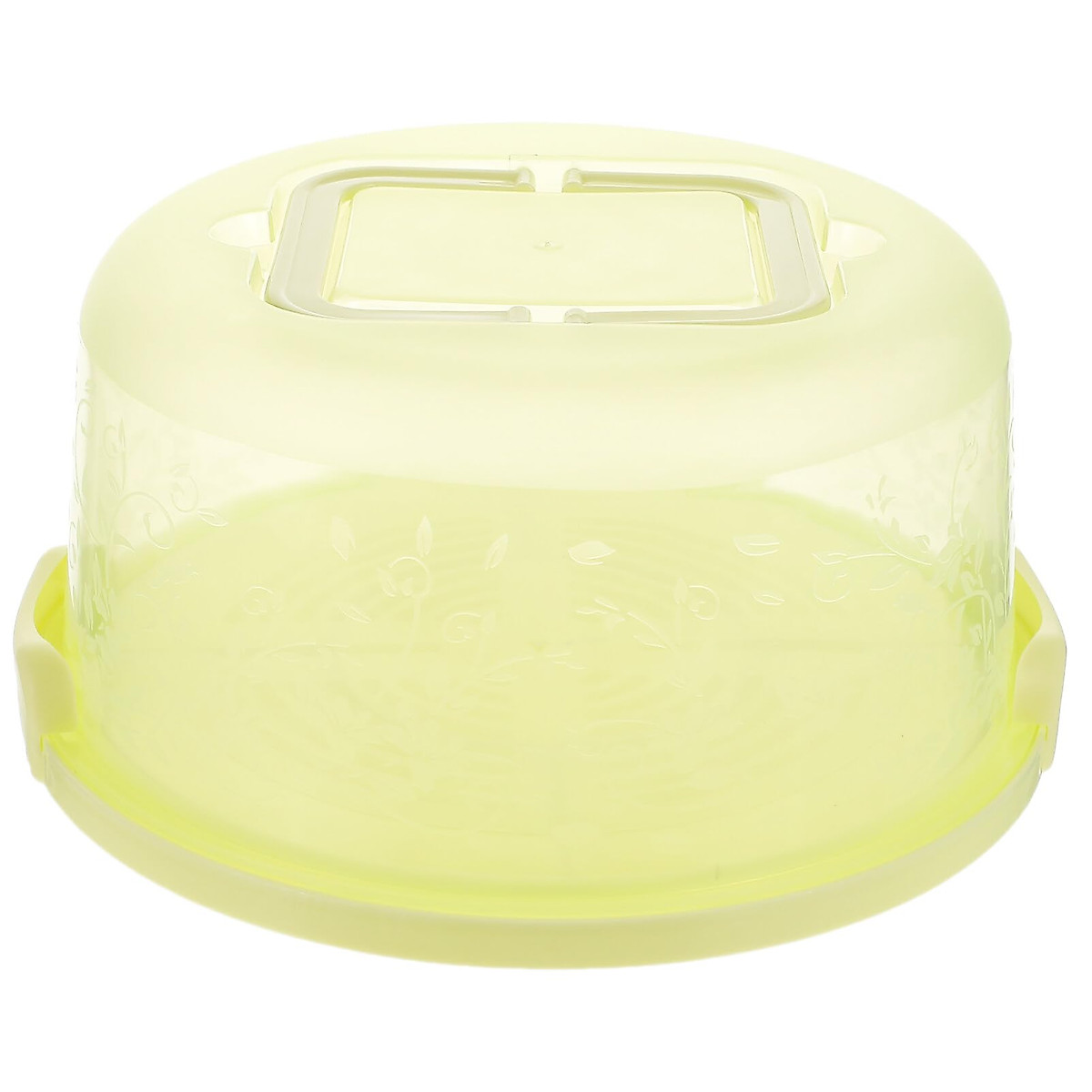 VOSAREA Food Containers Plastic Cake Carrier with Lid and Handle Round Cupcake Box Dessert Carrying Box Transport Cake Holder Tray Container with Dome Cover Green Decorative Tray