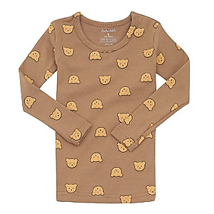 AVAUMA Baby Boys Girls Pajama Set 6M-8T Kids Cute Toddler Snug fit Pjs Cotton Sleepwear (GomGom_Brown L)