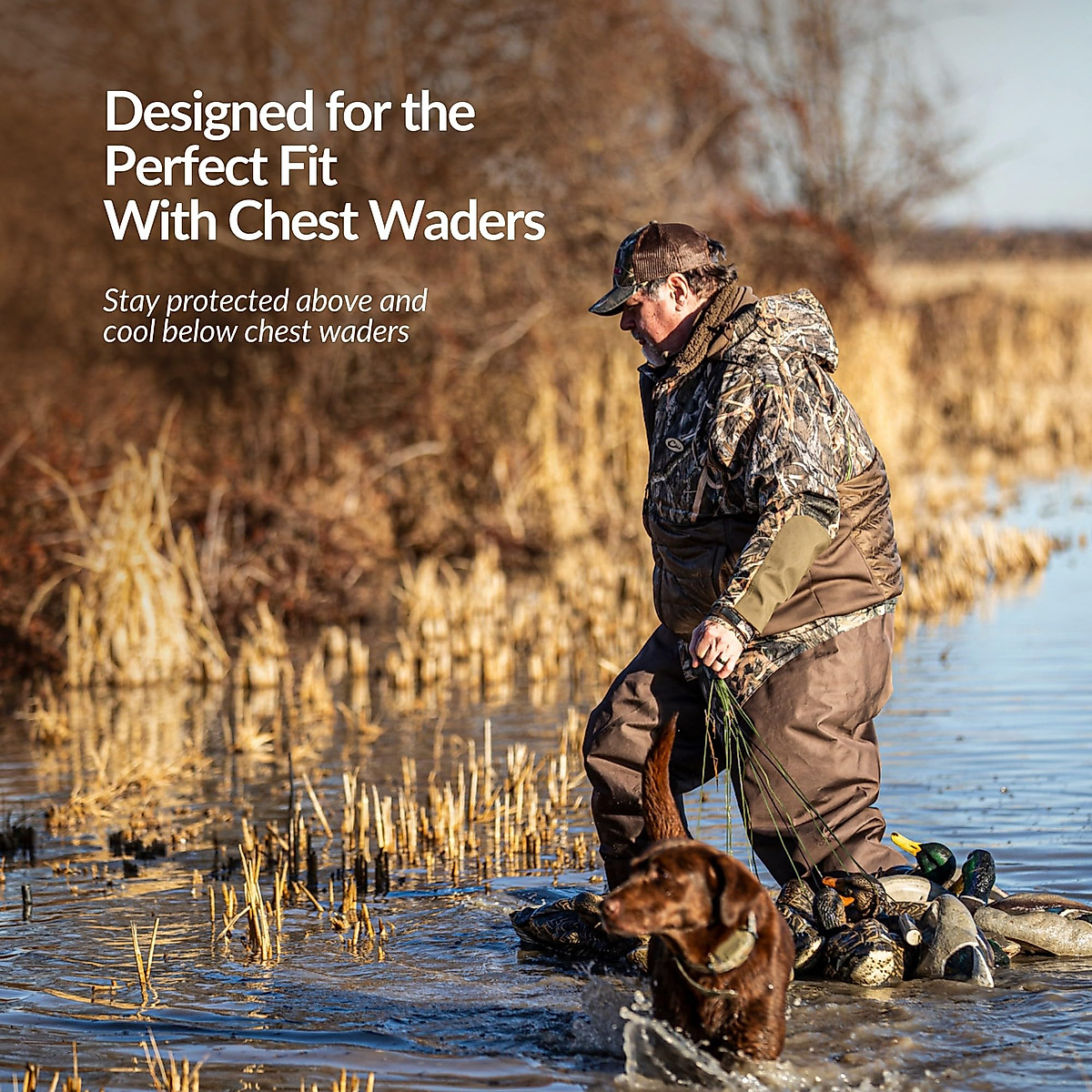 Drake Waterfowl LST Guardian Flex™ Double Down Eqwader™ Full Zip with Hood Mossy Oak Shadow Grass Habitat Xlarge