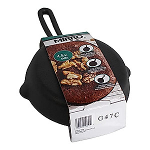 Mirro 4.5" Cast Iron Mini Skillet for Frying Pan with Drip-Spouts, Pre-seasoned Oven Safe Cookware for Camping, Indoor and Outdoor use, Black