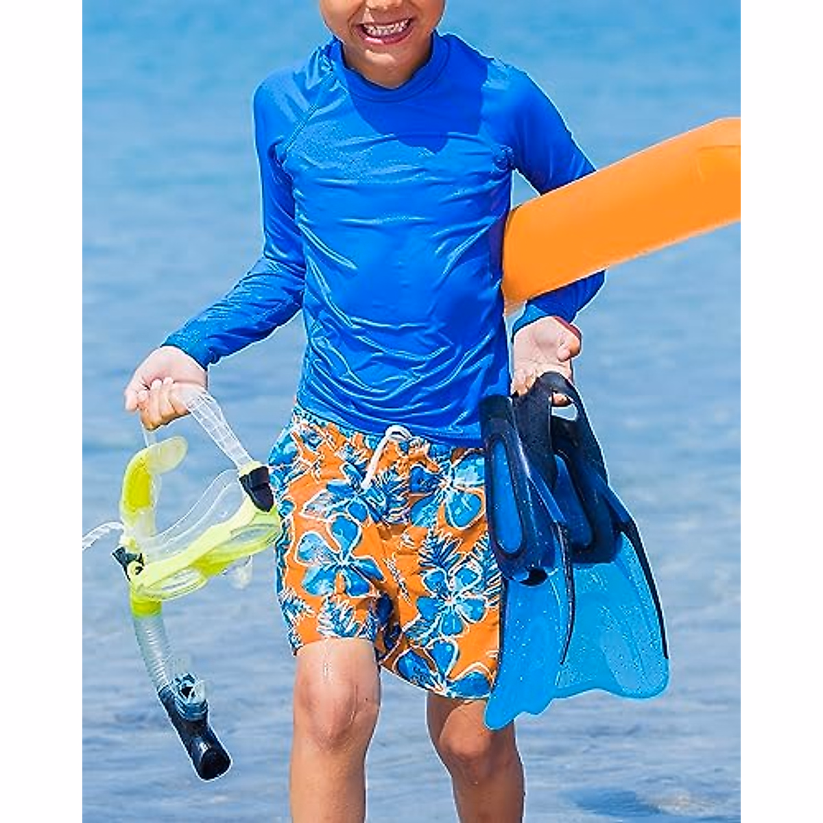 JOCMIC Boy Rash Guard Shirts Boys Swim Shirts UPF 50+ Sun Protection Long Sleeve Quick Dry Shirts Black 8-9Y