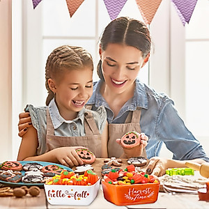 Kederwa 2pcs Fall Candy Dish Set,Mini Autumn Ceramic Candy Bowl with Fall Leave Harvest Fall Tiered Tray Decor Fall Gifts