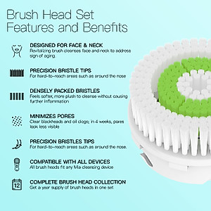 Brushmo Brush Head Replacements Compatible with Clarisonic Mia 1, Mia 2, Mia Fit, Alpha Fit, Smart Profile Uplift and Alpha Fit, Acne Cleansing Facial 4 Pack (Acne Cleansing)