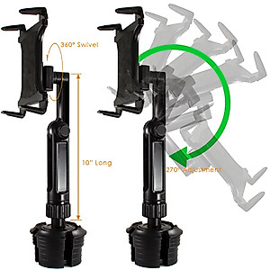 ChargerCity LongArm Xtreme Tablet Beverage Drinks Cup Holder Mount for All Tablet Like Apple iPad PRO Air Mini Galaxy Tab Surface Pro Slate