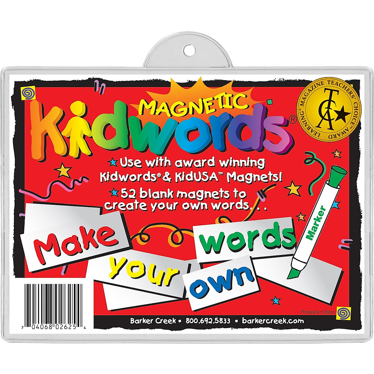 Barker Creek Learning Magnets, Make Your Own Words, for Children, Includes Key for Color-Coding, 52 Magnets (2625)