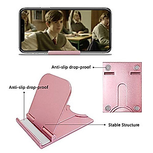 3 Pack Cell Phone Stand, maxin Cell Phone Desktop Holder Portable, Adjustable Foldable,Cell Phone Stand Used for Mobile Phones,Ipad, Mobile Phone,Tablets(Black+Rose Gold+Silver)