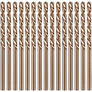 15 Pieces Cobalt Drill Bit Set M35 High Speed Steel Twist Drill Bit Set for Hardened Metal Stainless Steel Cast Iron Woodwork Plastic (1/8 Inch)