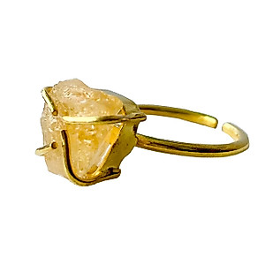 ALPHA Raw Citrine Adjustable Ring For Unisex Uncut Gemstone Prong Jewelry November Birthstone Gift For Him And Her