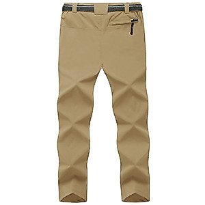TBMPOY Men's Windproof Waterproof Athletic Pants for Outdoor Work Hiking Breathable Pants Thin Khaki M