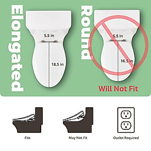 Inus N21 Electric Heated Bidet Toilet Seat Elongated, Warm Water, Smart Heated Water Luxury Bidet Toilet Seat with Kids Mode, Self Cleaning Nozzle, Tankless, Smart Touch Panel & Temperature Control