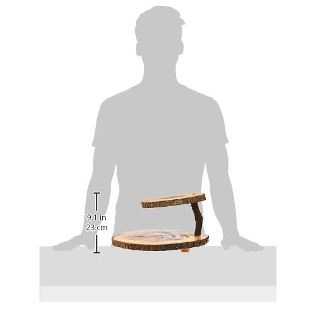 Lipper International Acacia 2-Tier Tree Bark Server for Meats, Cheeses, and Crackers,Acacia Tree Bark, 14"L x 14"W x 8"Th