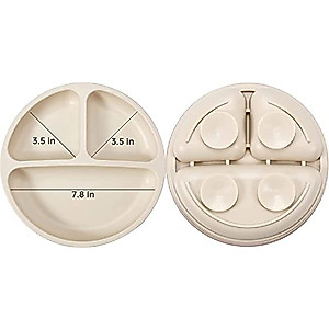 PandaEar Silicone Baby Feeding Set| 2 Divided Suction Plate + 2 Suction Bowl + 2 Tiny Cup with 2 Spoons| Baby Led Weaning Supplies Self Feeding Utensils