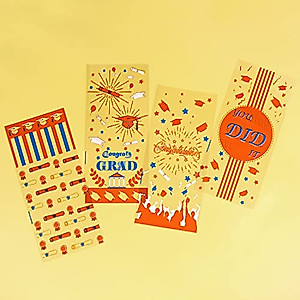 100Pcs Graduation Party Decorations Cellophane Bags - Graduation Gifts Cellophane Treat Bags with Ties, 11"x5" Graduation Decor Clear Cellophane Bags for Graduation Party Decorations Supplies (Orange)