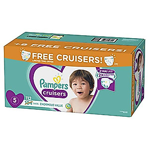 Diapers Size 5, 112 Count - Pampers Cruisers Disposable Baby Diapers, Enormous Pack, Plus Bonus Diapers