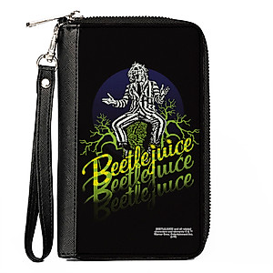 Buckle-Down Women's PU Zip Around Wallet Rectangle-Beetlejuice, 7.5"x4.5"