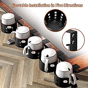 Upgraded Large Desk Cup Holder Clamp, OOKUU Anti-Spill Table Cup Holder, Metal Office & PC Gaming Desk Accessories, Compatible with Universal Cup, Bottles, Pencil Holder (Black)