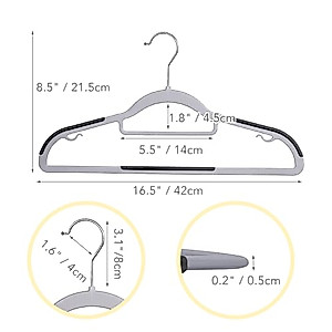 Non Slip Hangers 20 Pack, Clothes Plastic Hangers, Thin Hangers Plastic, Hangers Non Slip, Heavy Duty Hangers, 360° Swivel Space Saving Hangers with Clothes Hooks for Shirts, Pants, Dress (Grey)