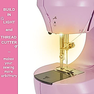 DenniesCare Mini Sewing Machine Handheld Sewing Machine for Beginners Sowing Machine with Extension Table Light Sewing Kit Sewing Products Cherry Blossom Pink