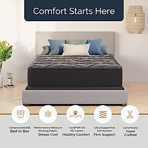 Loosh King Size 12" Extra Firm Mattress Moisture Wicking Fabric, Cool Sleep - Inner Spring System & High-Density Foam Layers for Support & Comfort - CertiPUR-US Certified, Bed in Box
