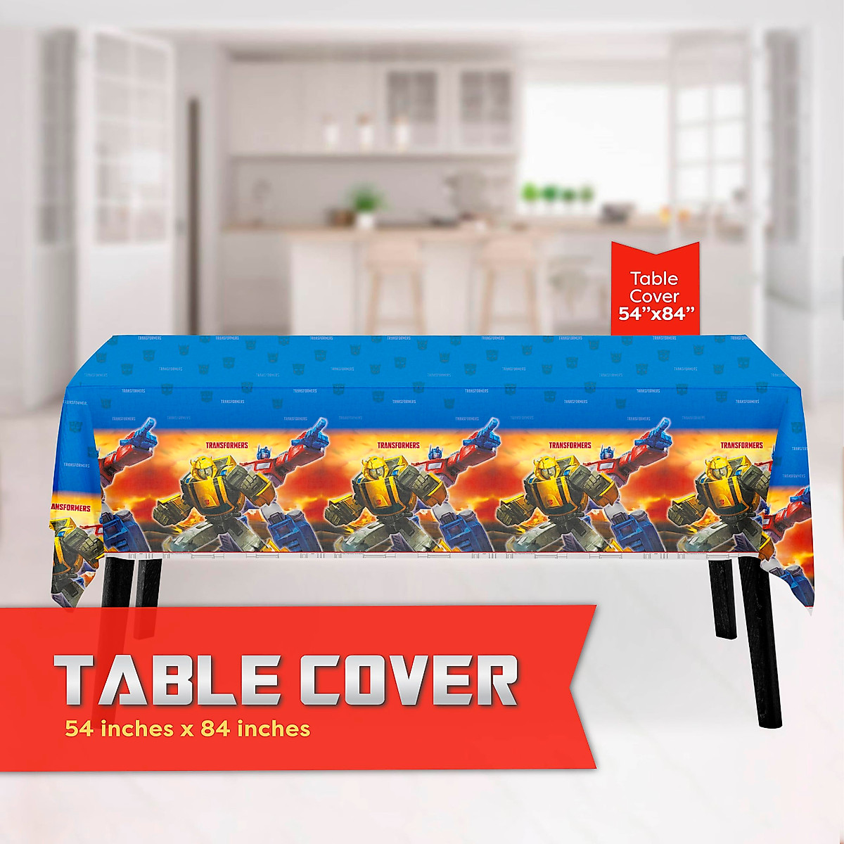 Transformers Birthday Party Supplies | Serves 16 Guests | Transformers Party Supplies | Transformer Dinner & Cake Plates, Napkins, Tablecover, Button | Officially Licensed